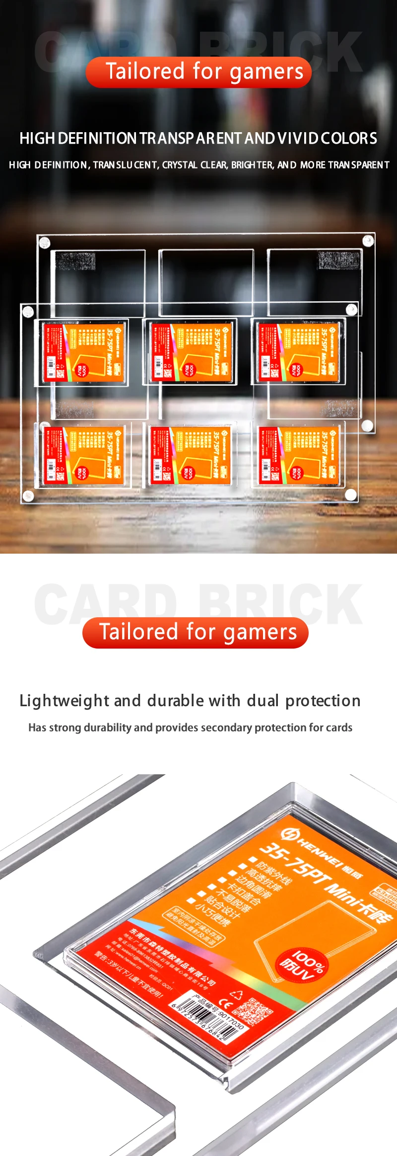 Transparent Trading Card Frame Holder Stand Display 6 Card Slots Clear ...