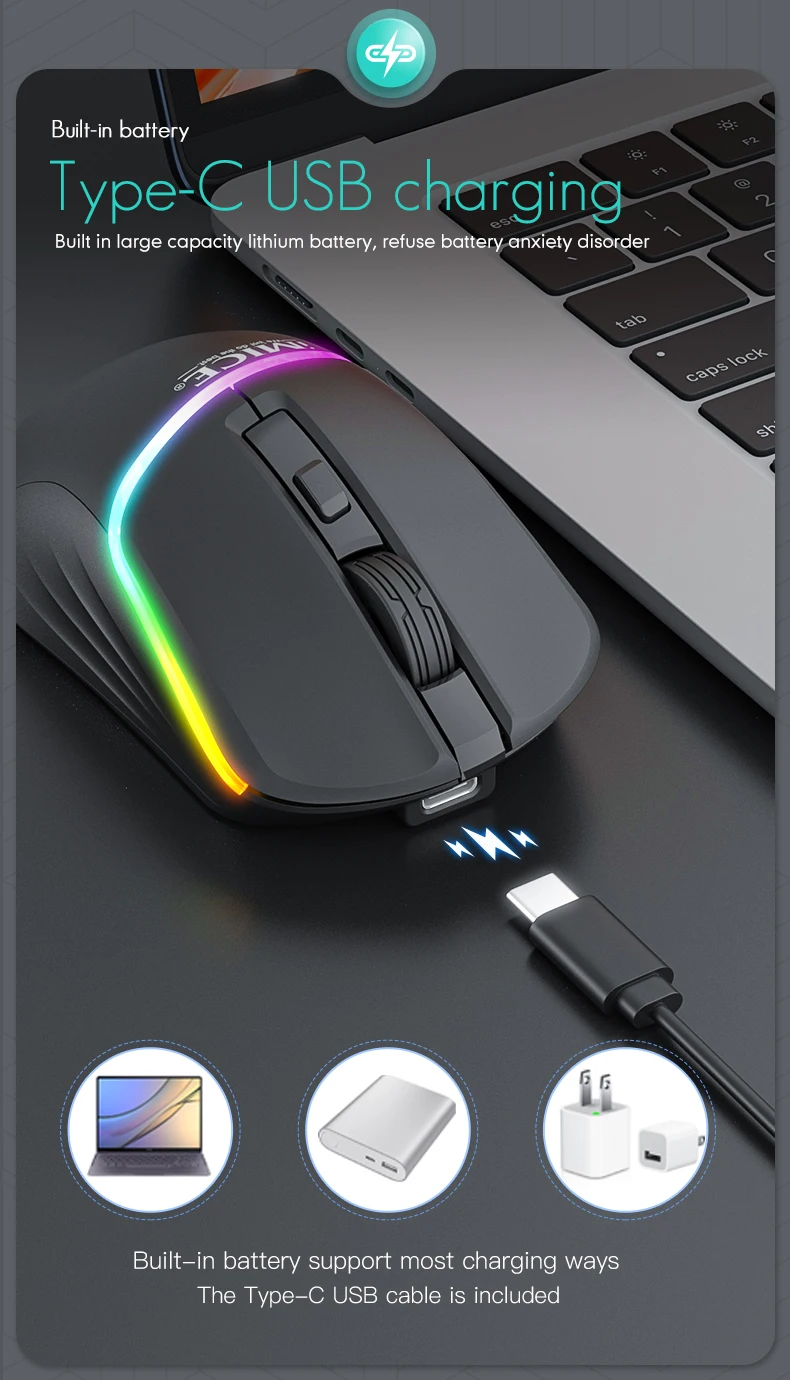 Imice G902 RGB Rechargeable Wireless Mouse - Dual Mode 2.4GHz & BT5.1 ...