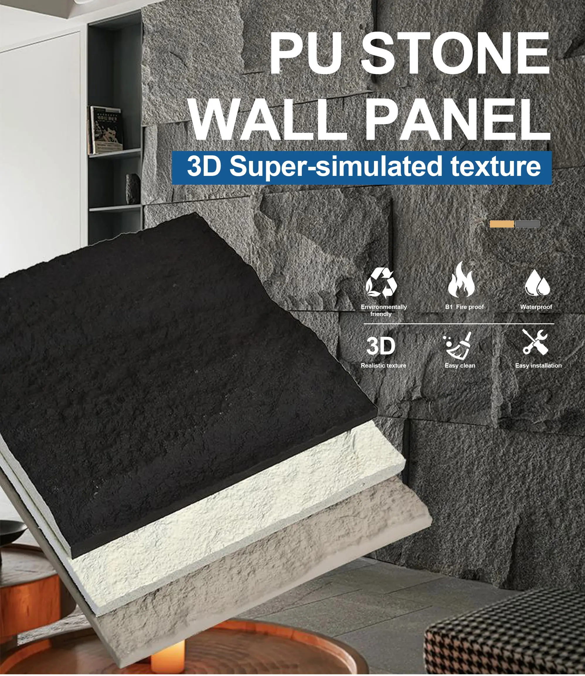 Fortress PU Faux Stone Wall Panels - Durable & Stylish