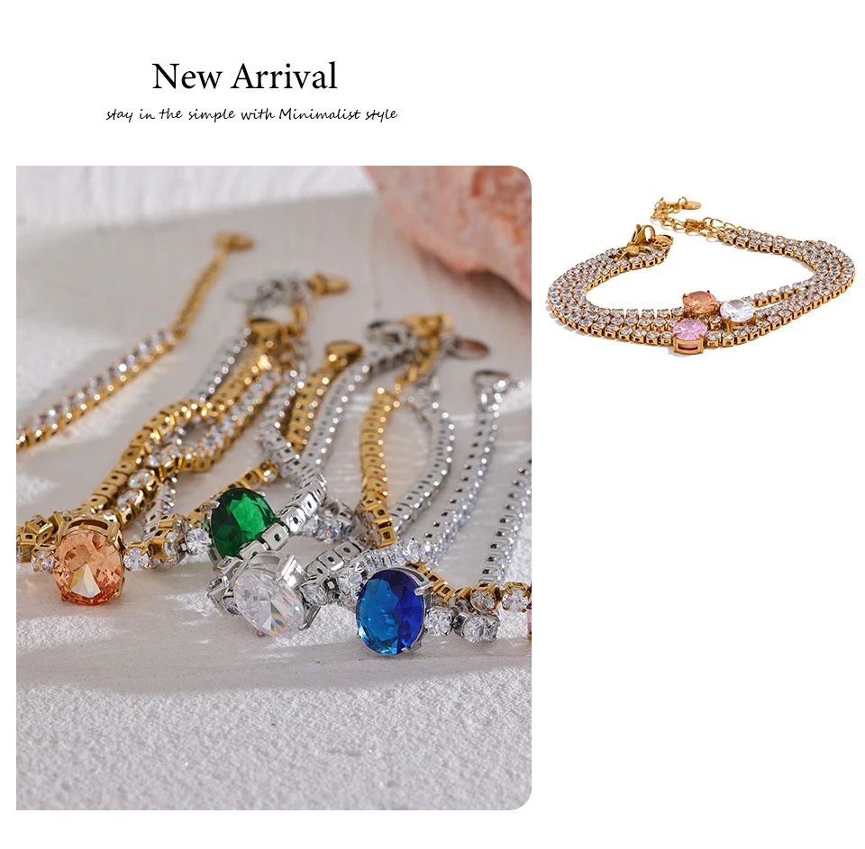 JINYOU 2093 Waterproof Luxury Cubic Zirconia Bling Chain Bracelet ...