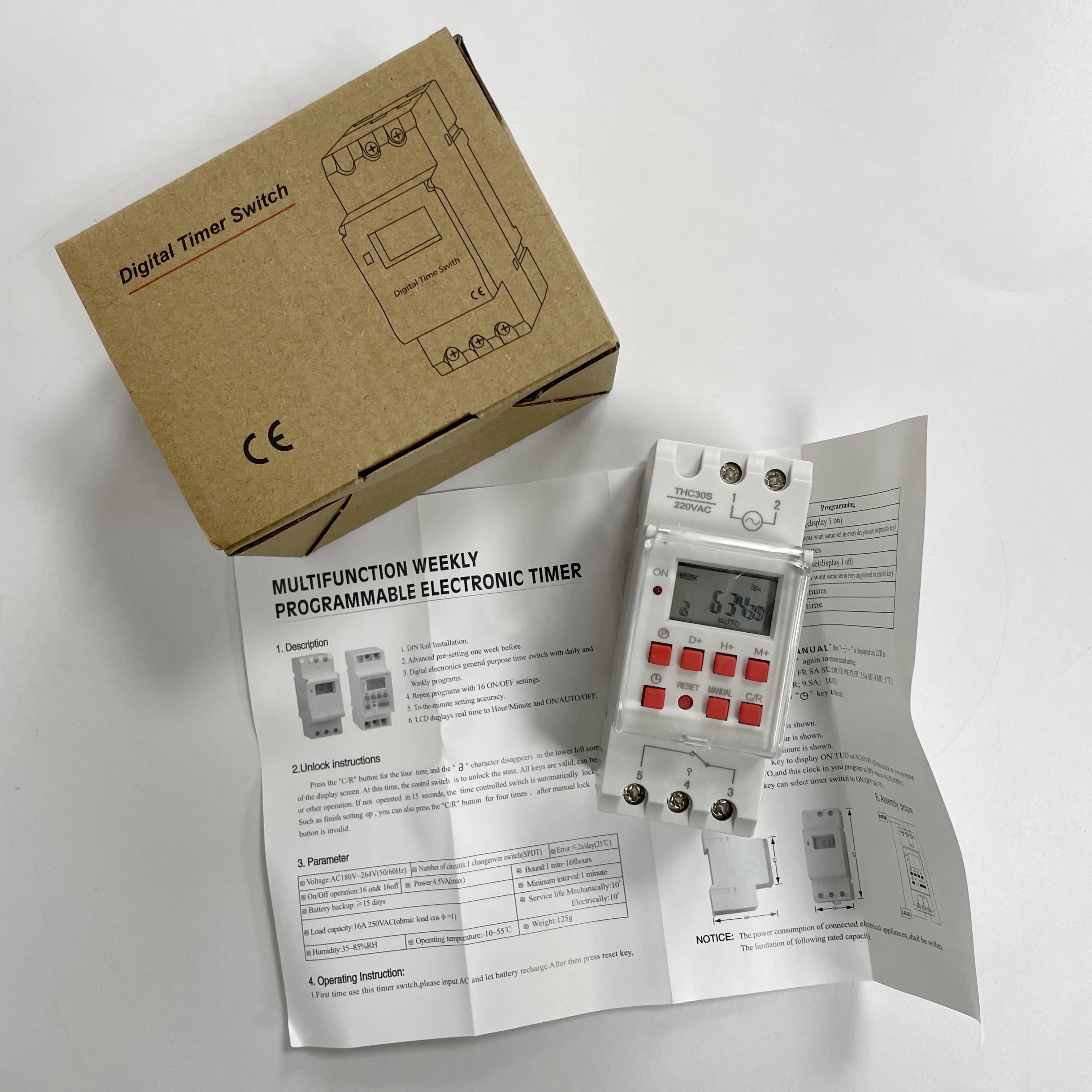 Thc30s Ac 220v 250v 30a Clear Front Transparent Cover Weekly ...