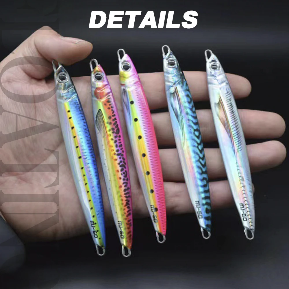 Popular Luminous Artificial Bait 40g-200g Slow Pitch Vertical Jigging Lures Sinking Metal ...