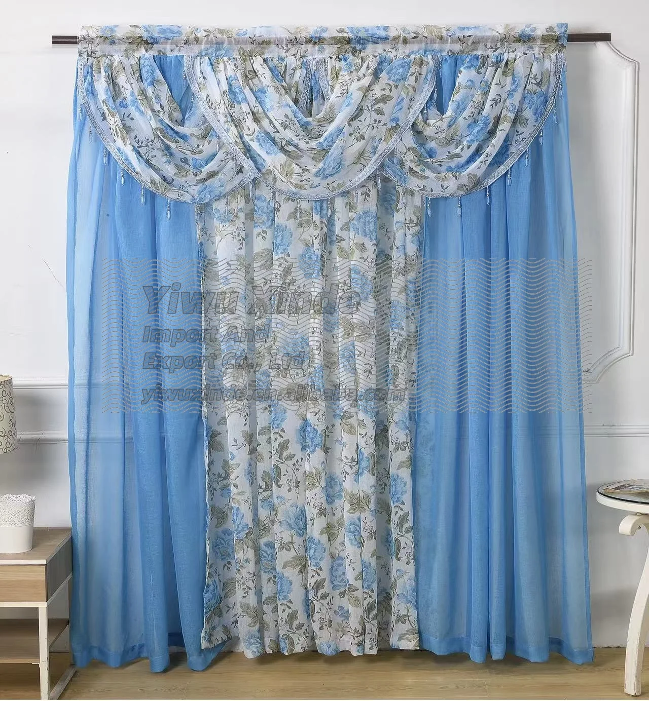 Lilianna Wholesale 7pieces Floral Multicolor Flower With Valances Sheer ...