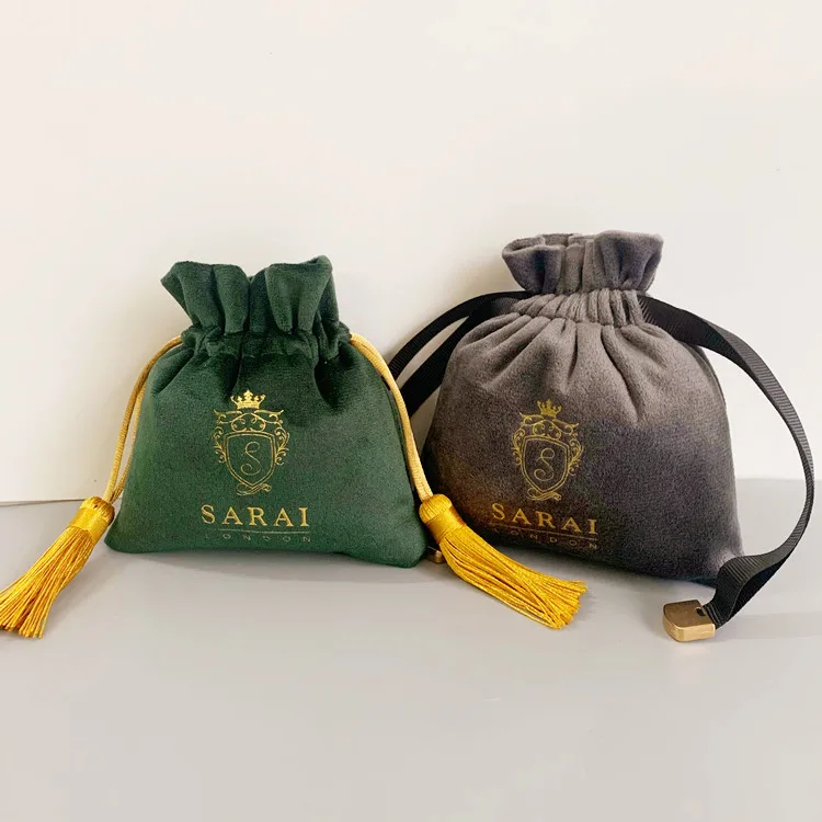 Luxury Custom Dark Green Velvet Pouch - Perfume Bag
