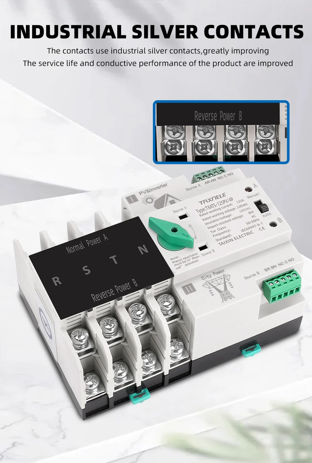DIN Rail 4P ATS PV Inverter - Reliable Power Transfer Switch