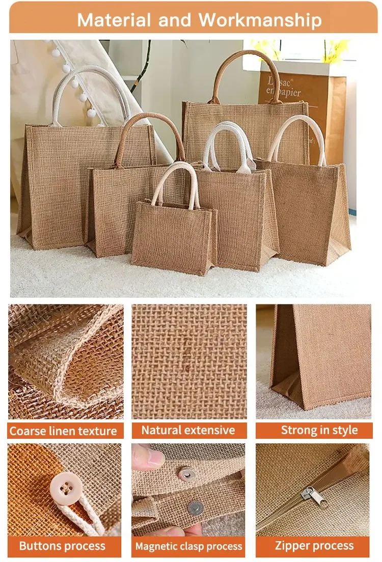 Wholesale Custom Jute Canvas Tote Bag Large Capacity Tote Gift Eco ...