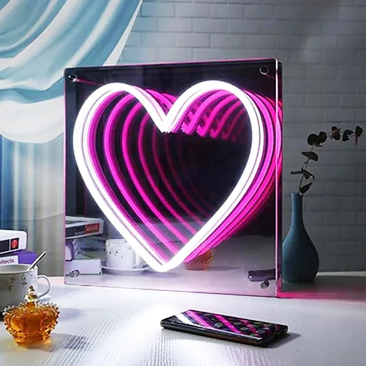 Cosun Infini Mirror Neon Light Acrylic Gold Mirror With Neon Light Neon ...