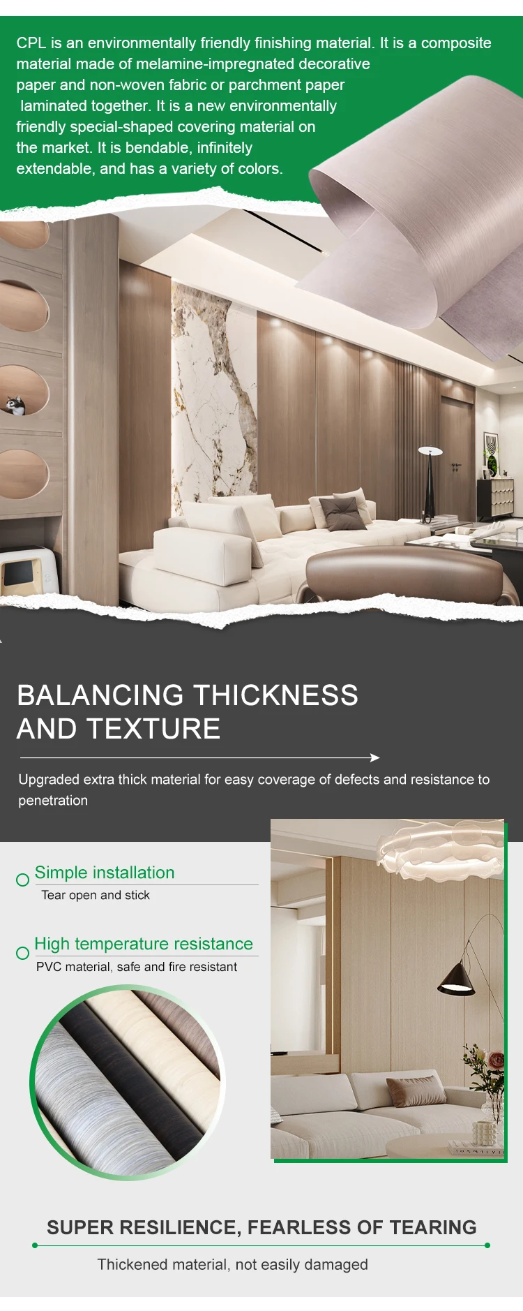 CPL Continuous Pressure Wood Veneer Boards Fireproof Matte/Glossy ...