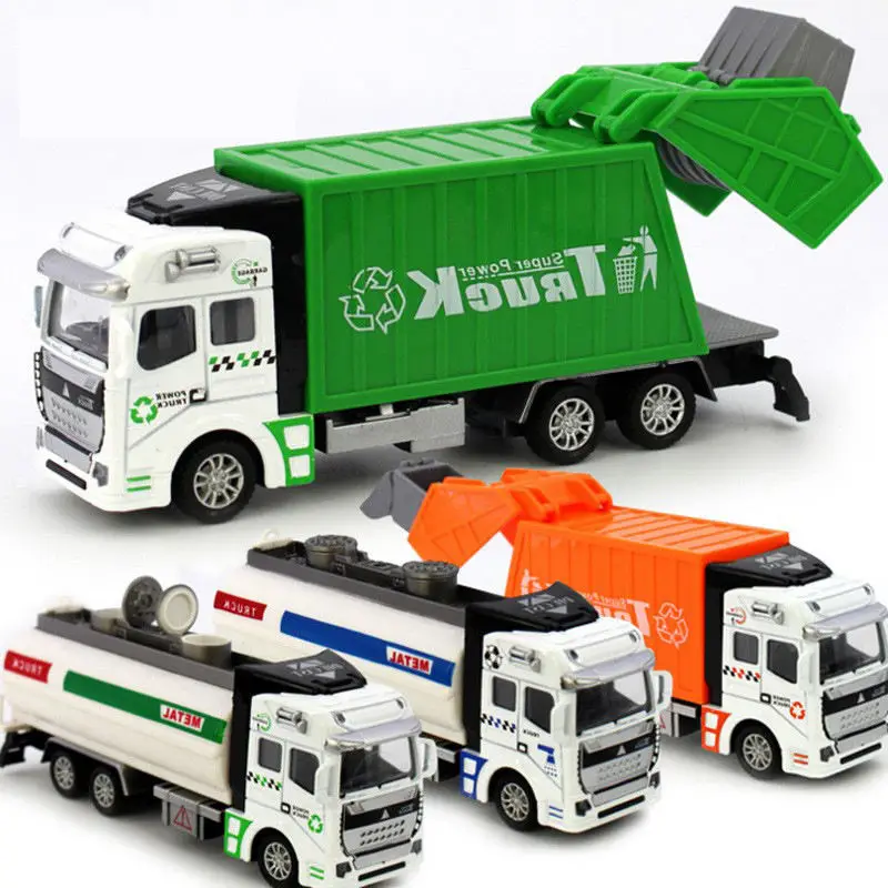 2023 Pull Back Model Rubbish Collector Diecast Models Toy Garbage Trucks