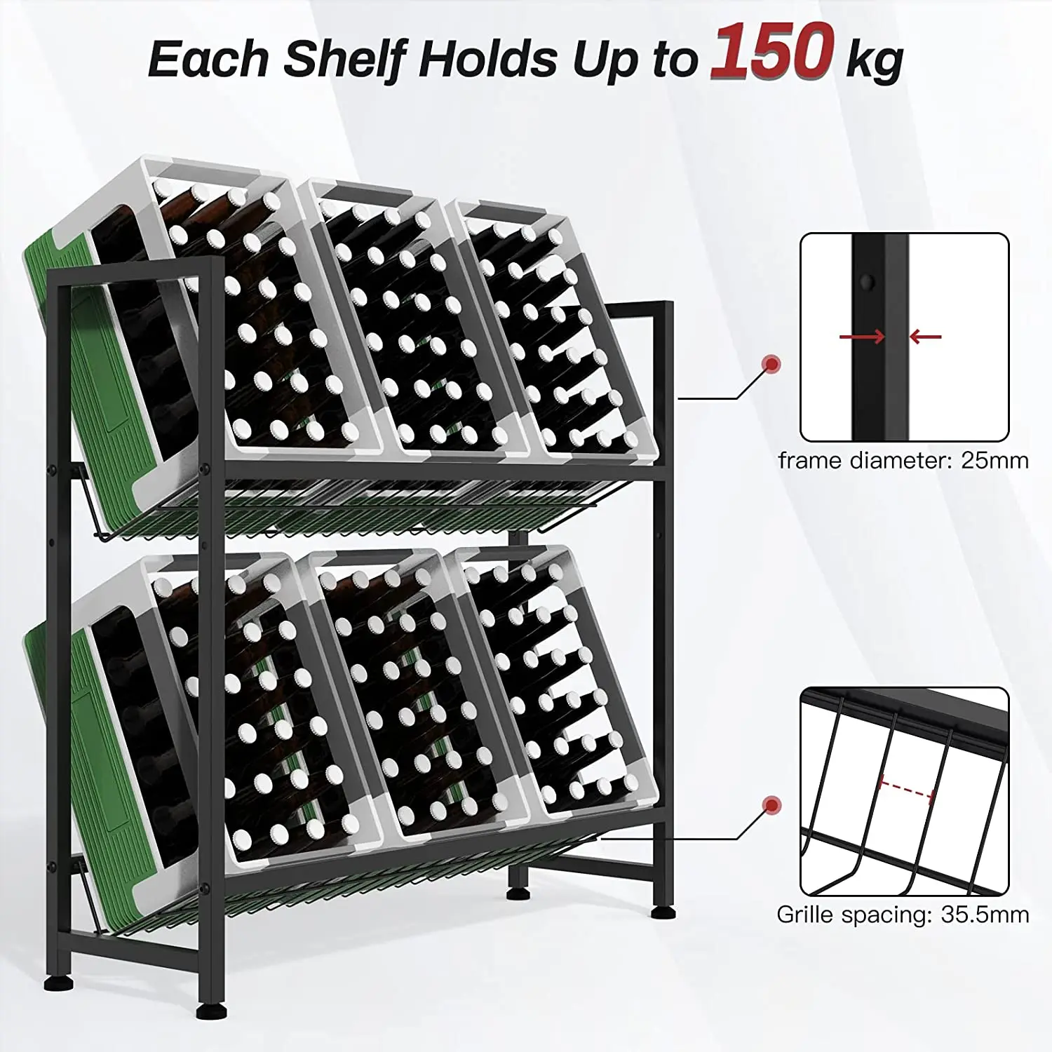 Beverage Crate Rack with Grid Bracket - Efficient Storage