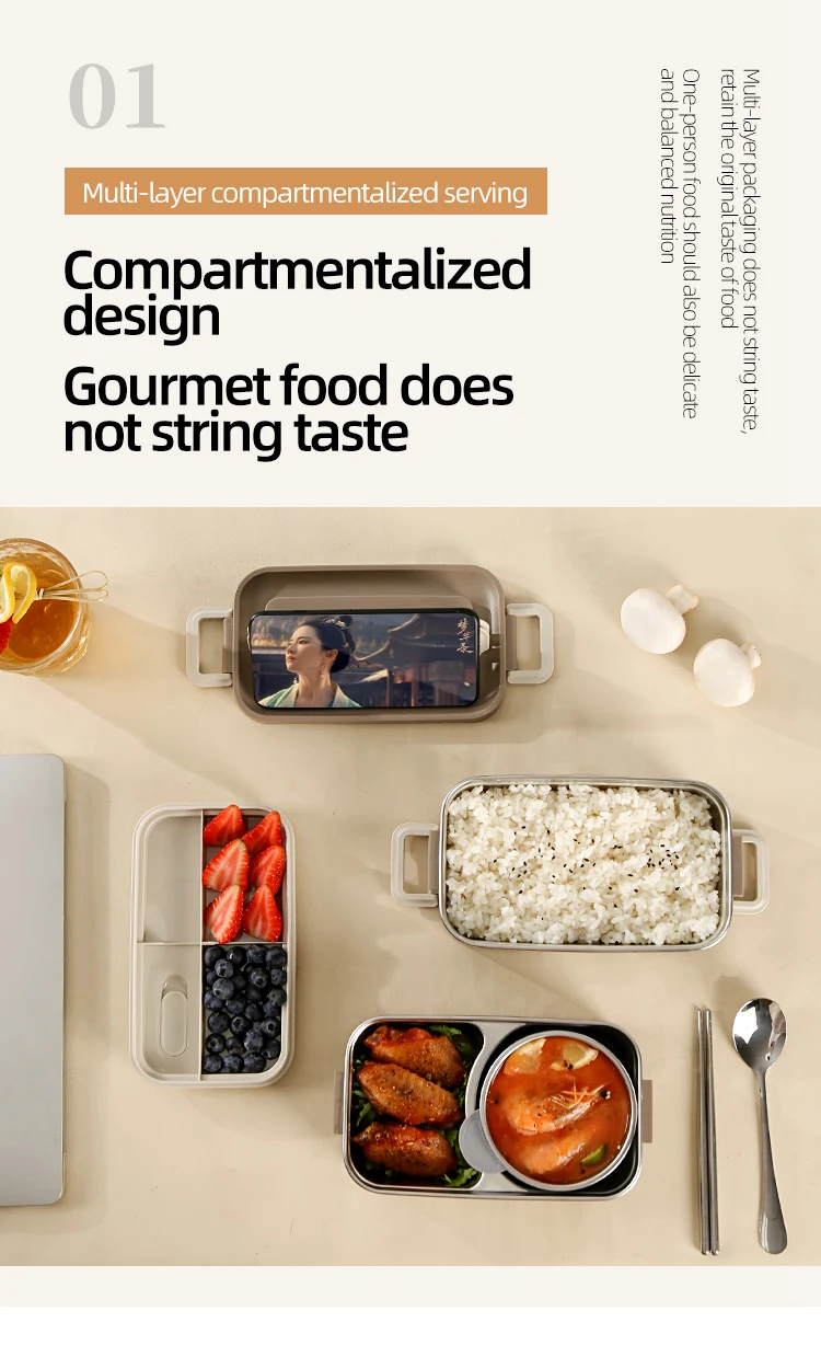 Custom Stackable Insulated Plastic Bento Box With Bag Thermal Stainless ...