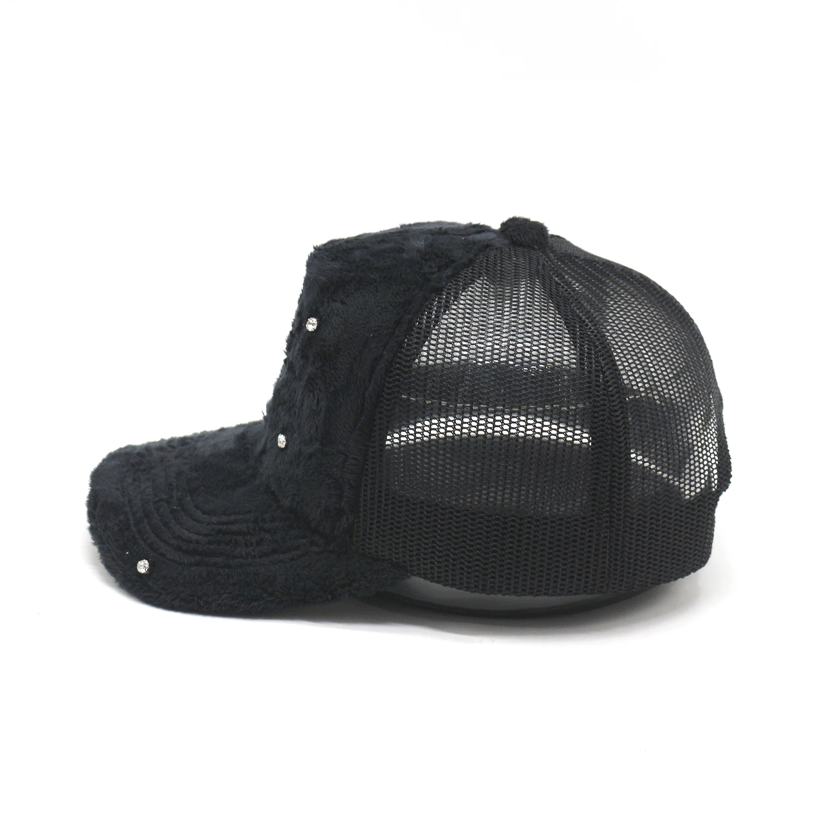 Fashion 5 Panel Mesh Trucker Hats Custom 3D Embroidery logo Crystal ...