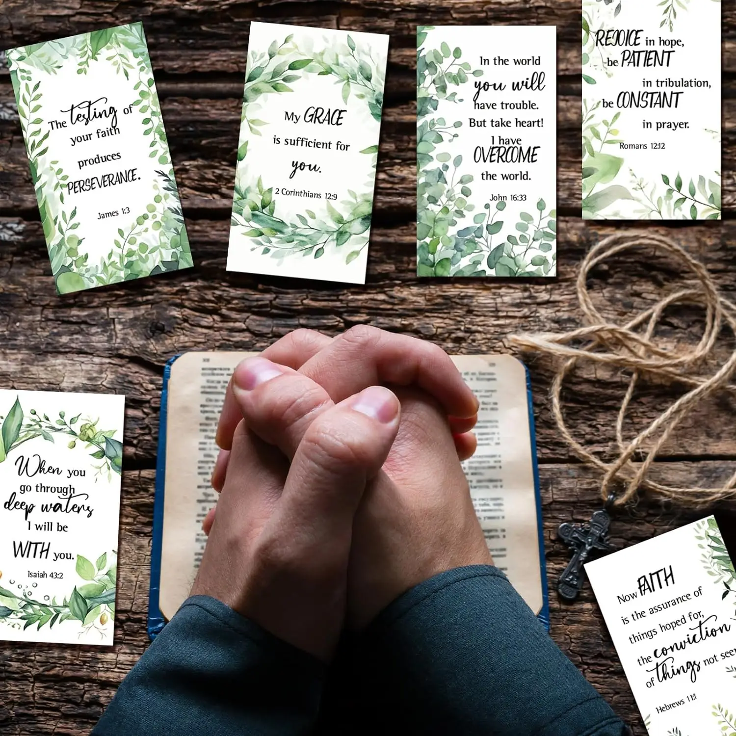 Blue Eucalyptus Bible Verse Prayer Cards With Assorted Bible Verses ...