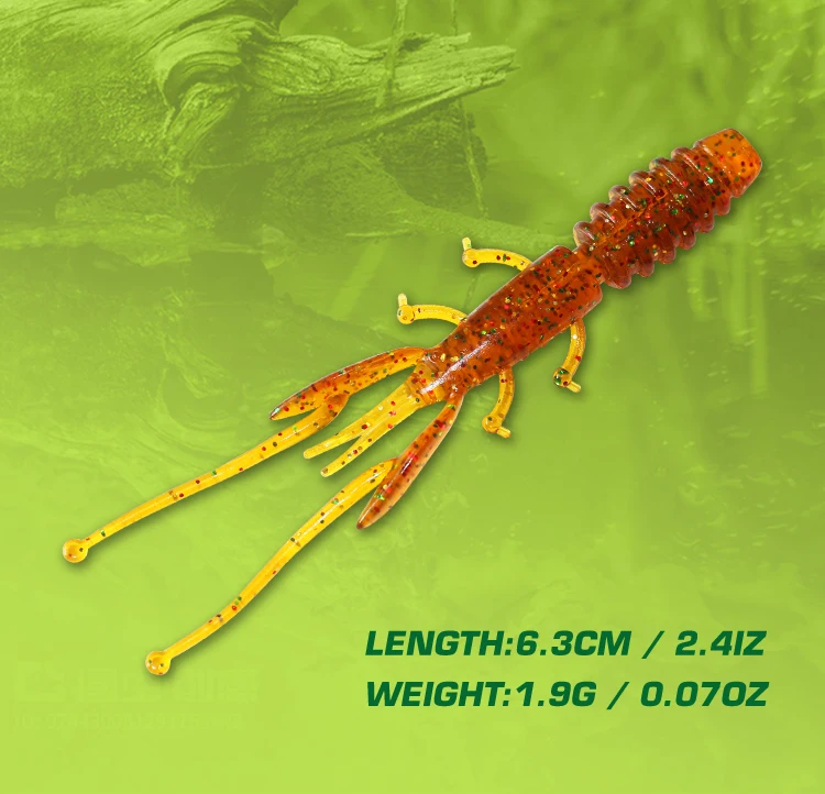 1.7g 8cm Artificial Bionic Bass Soft Plastic Fishing Bait Shrimp ...