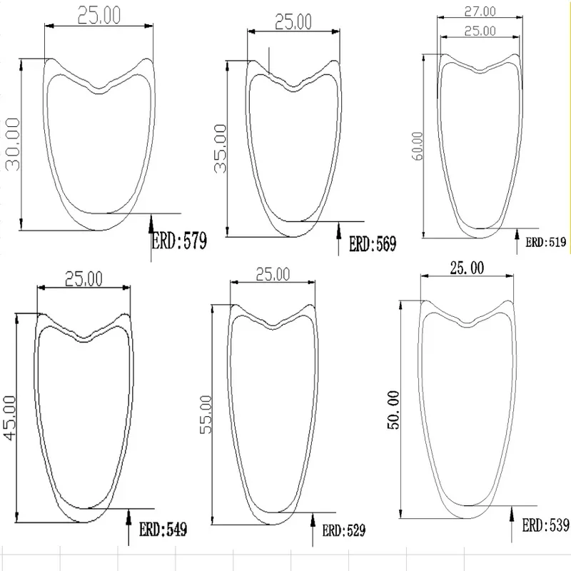 700C Road Bike Carbon Fibre Rims V Brake Tubeless Tubular 25mm Width 30 ...