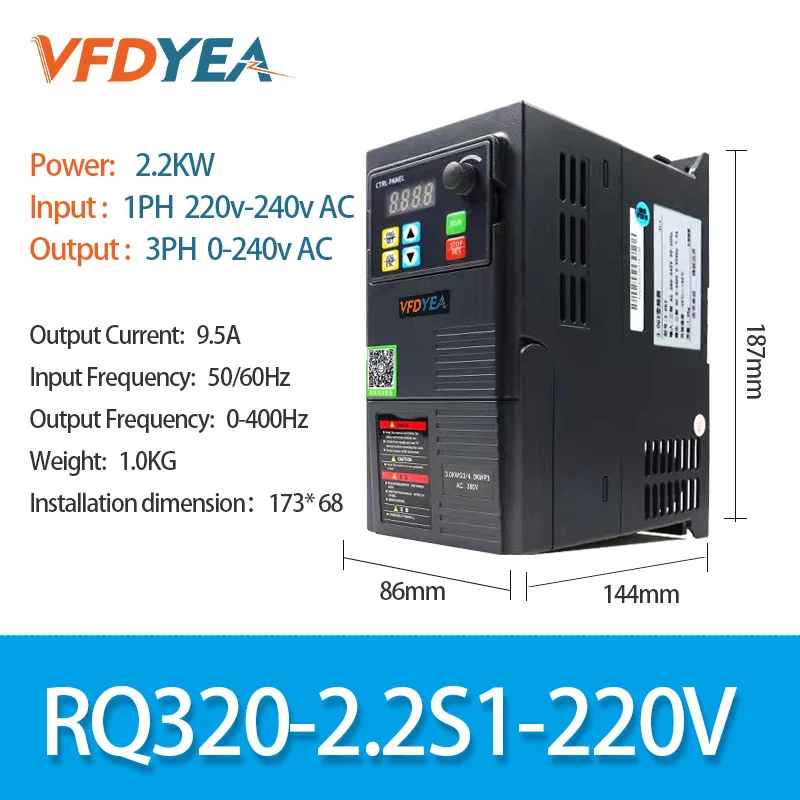 1hp 2hp 3hp 1.5kw 2.2kw 3kw 4kw Water Pump Fan Ac Drive Inverter Vfd ...