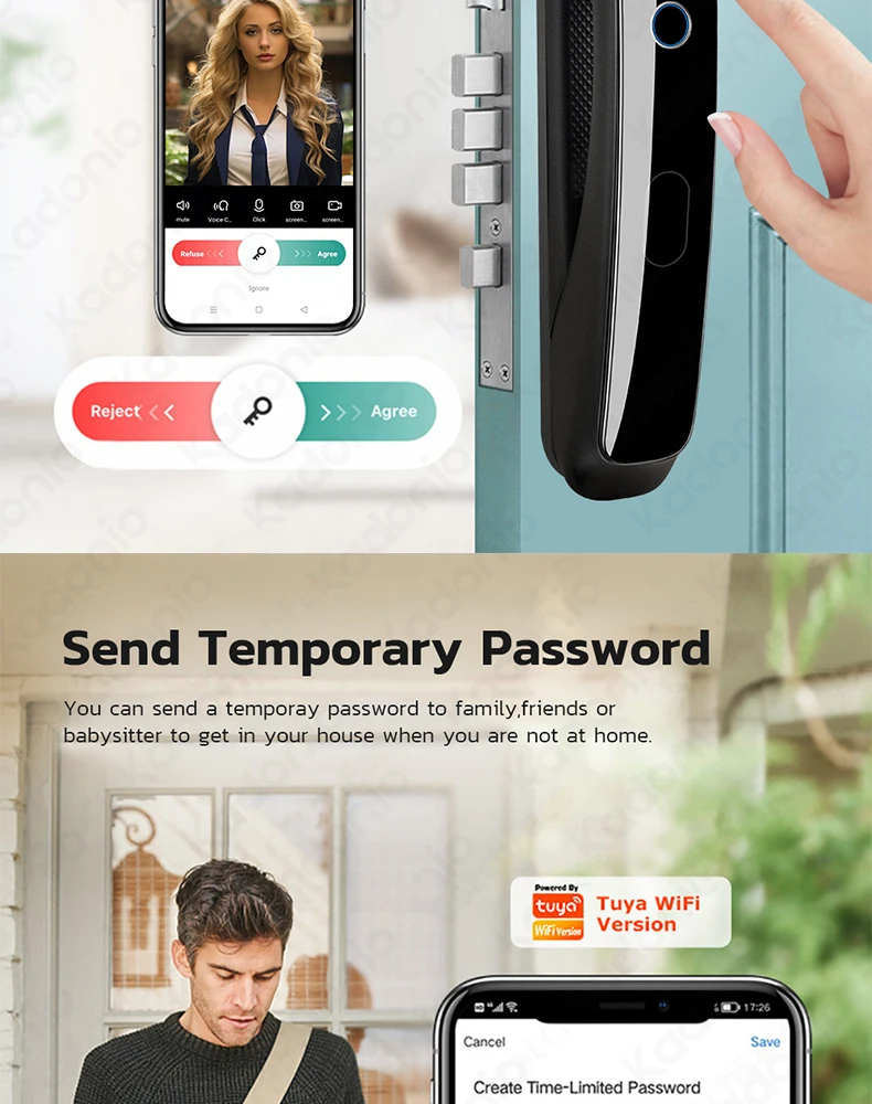 Kadonio Smart Door Lock With Electronic Keypad Nfc 3d Face Recognition ...
