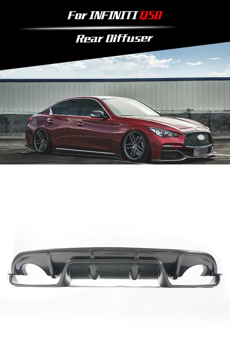 Japan Type 2Pcs Q50 Carbon Fiber Car Rear Bumper Diffuser for Infiniti ...