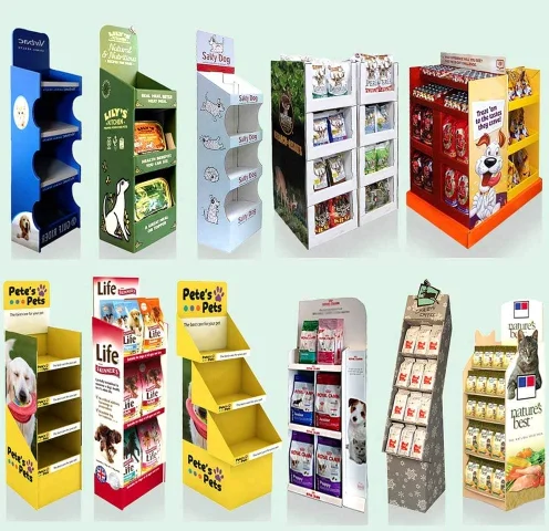 Cardboard Wall Sided Display Racks for Pet Store Advertising