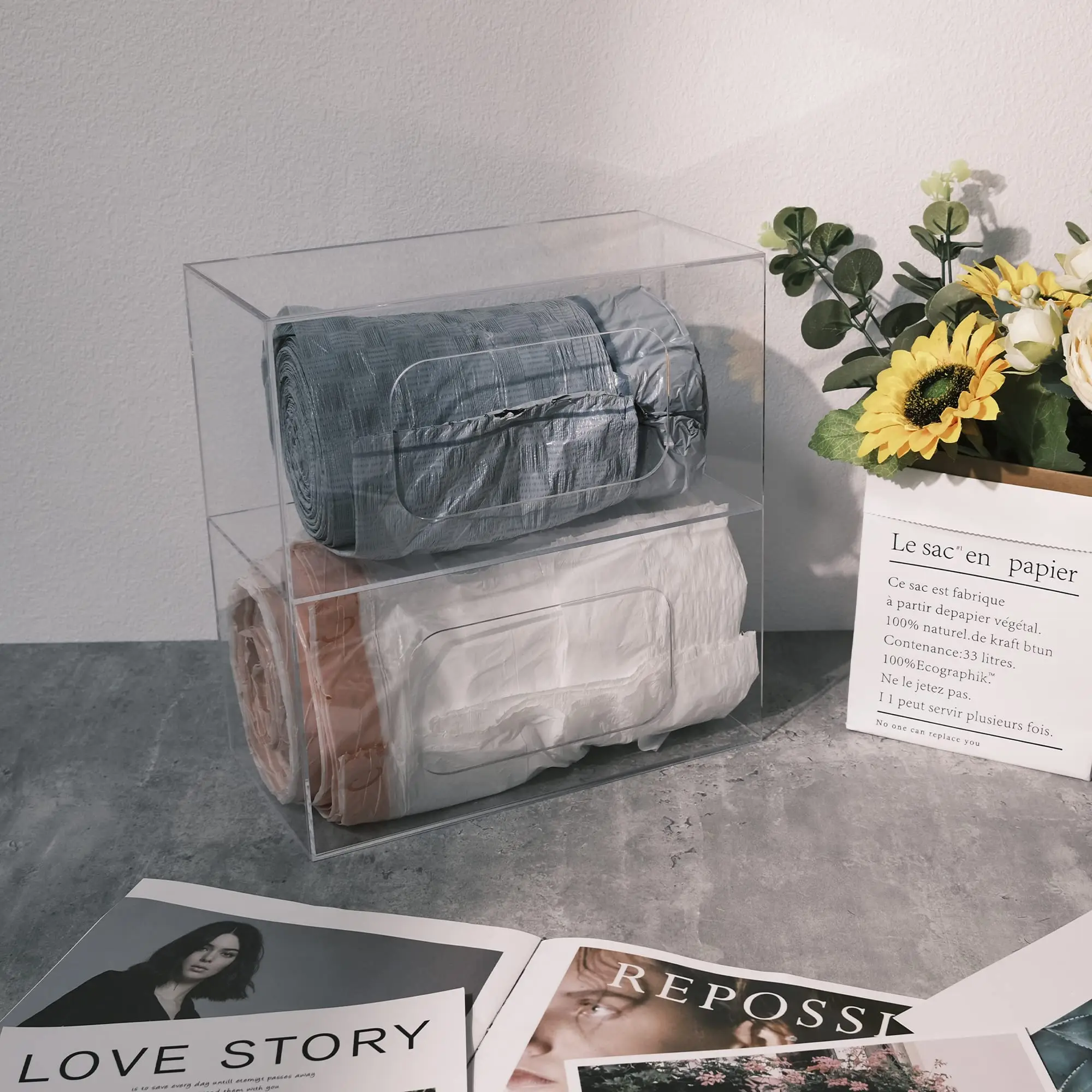 Factory Wholesale Custom Acrylic Large Trash Bag Dispenser Holder Wall ...