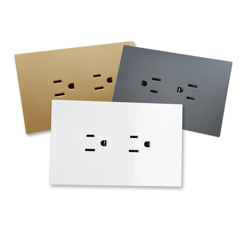Double Socket Light Switch PC Panel American Wall Switch Electric Skin Feeling PC Socket ...