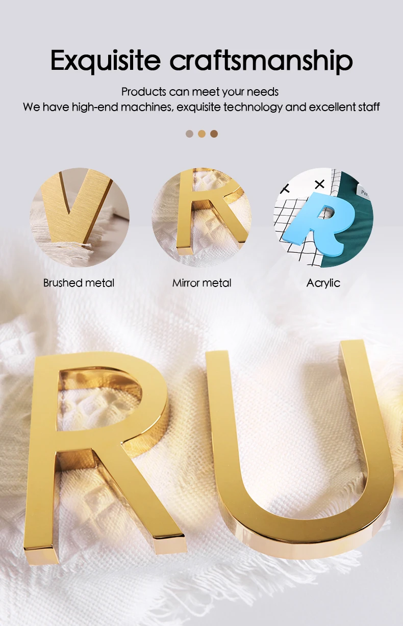 Customized Solid Gold Metal Letters - Laser Cut Signs