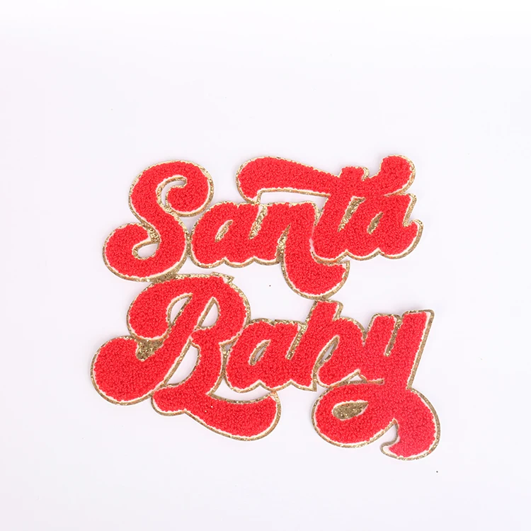 Wholesale Christmas Chenille Patches Big Iron On Red Pink Embroidered ...