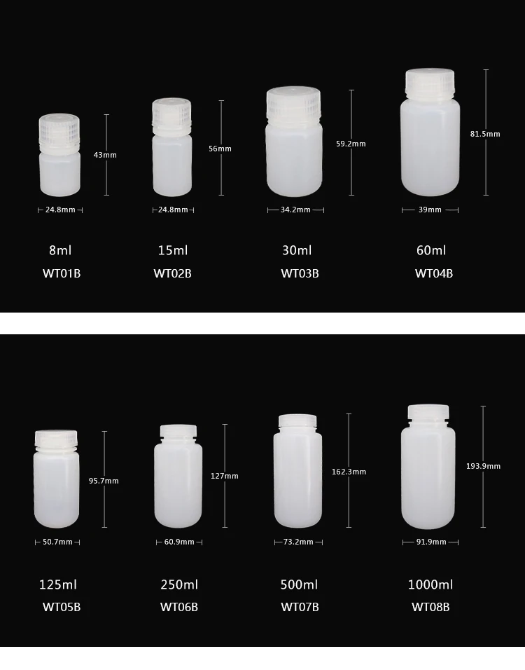 500ml White PP HDPE Plastic Narrow Mouth Lab Bottle - Free Sample