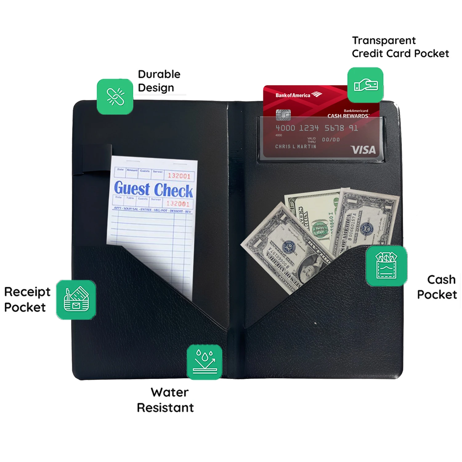 Custom Logo Restaurant Check Presenter Guest Check Card Holder ...