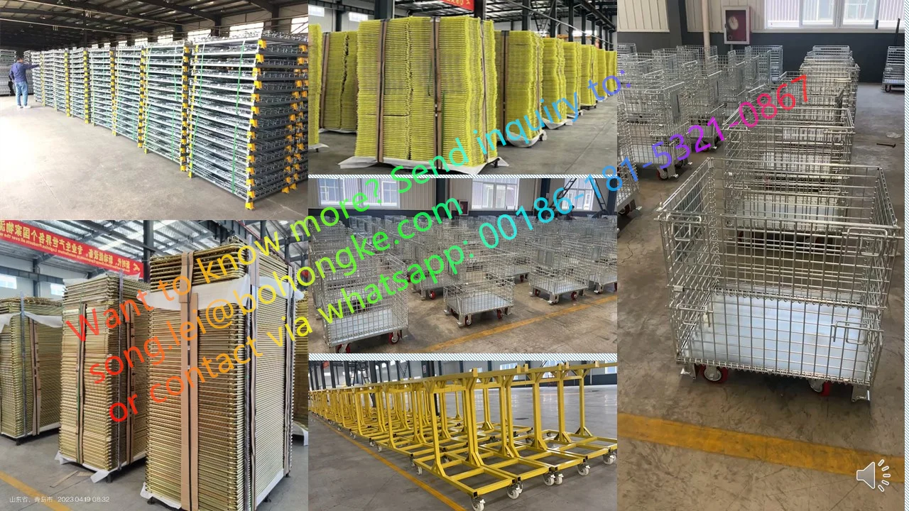 Bhk71 Stacking Warehouse Steel Pallet Wire Mesh Container Trolley Cage ...