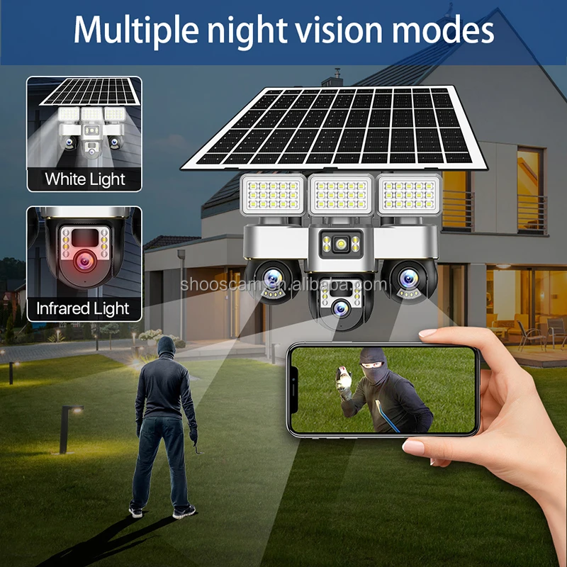 Outdoor 12MP 4G Solar Camera - Triple Lenses & Night Vision
