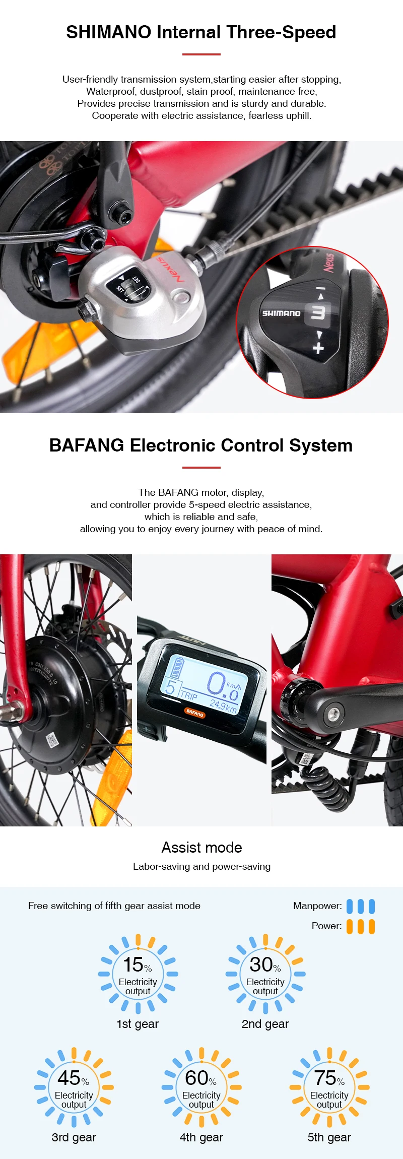 Bafang Motor Belt Drive Torque Sensor 3 Speeds 36v 6.4ah Samsung Lithium Battery 16 Inch City ...