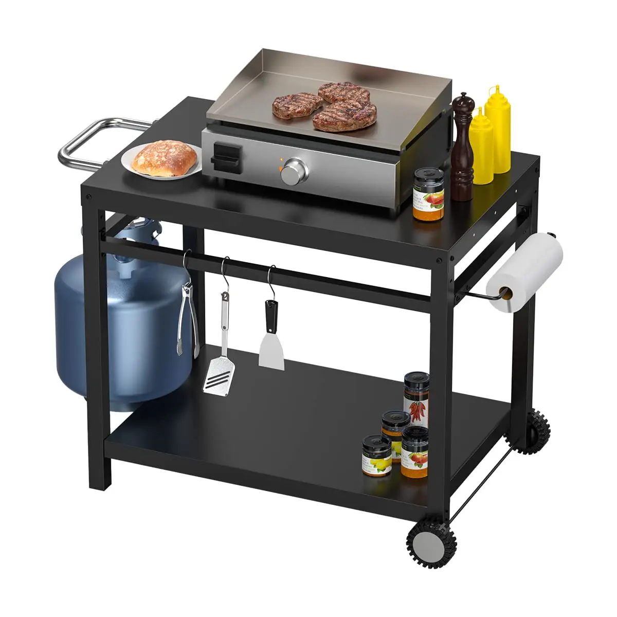 Jh-mech Kitchen Storage Island - Stainless Steel & Carbon Steel