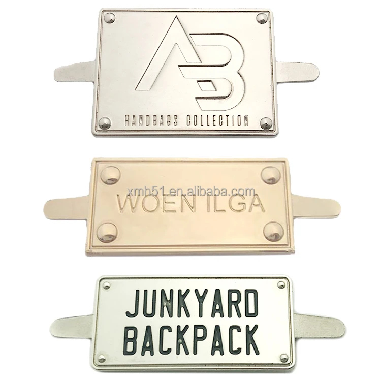 Design Bag Metal Brand Tags Custom Metal Logo Plate Label For Handbags ...