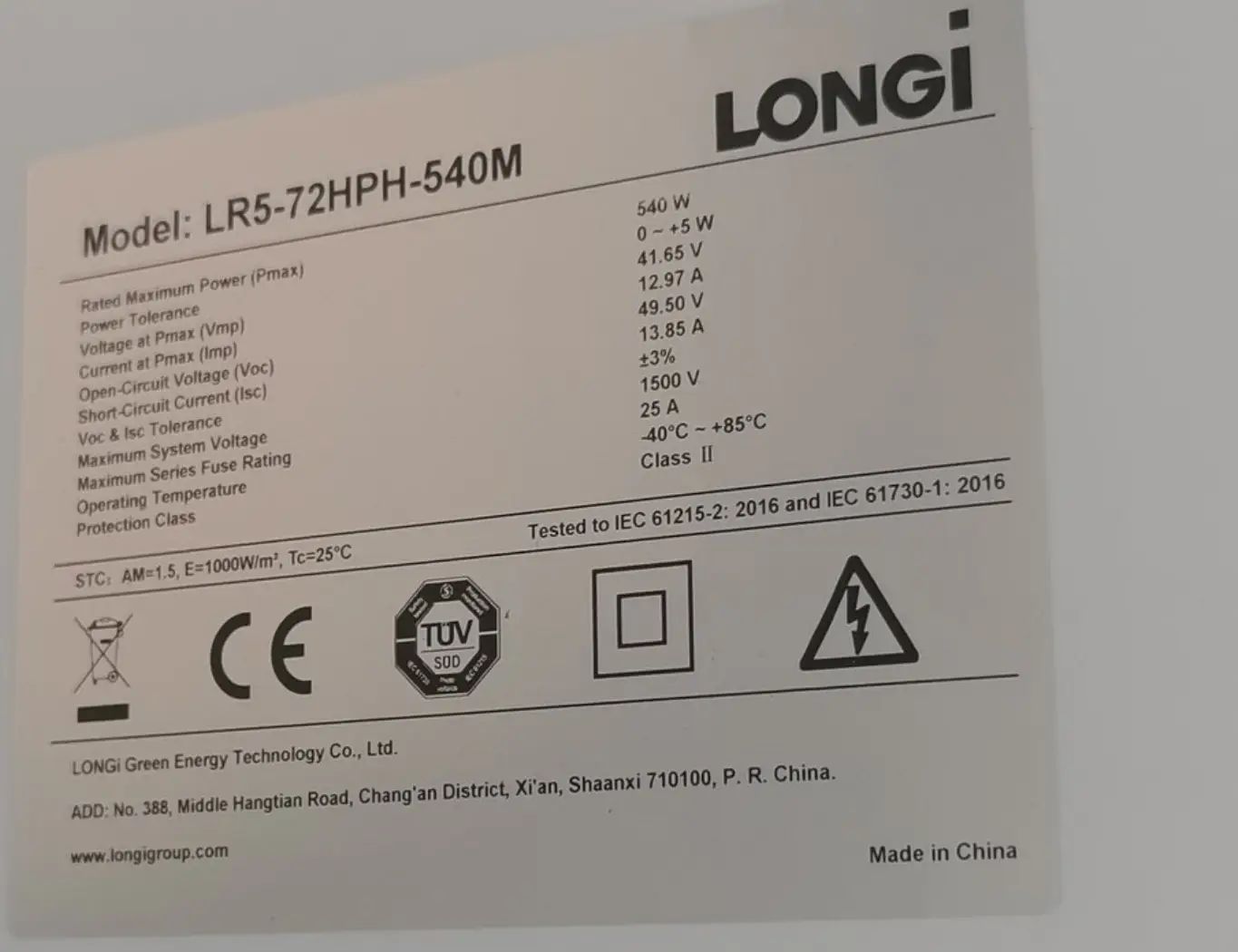 Longi Solar Panel 530w 535 W 540watt 545w 550 W Hi-mo5 182mm Mono Perc ...