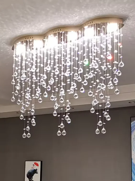 Luxury Crystal Ball Ceiling Light Led Modern Optic Spiral Raindrop ...