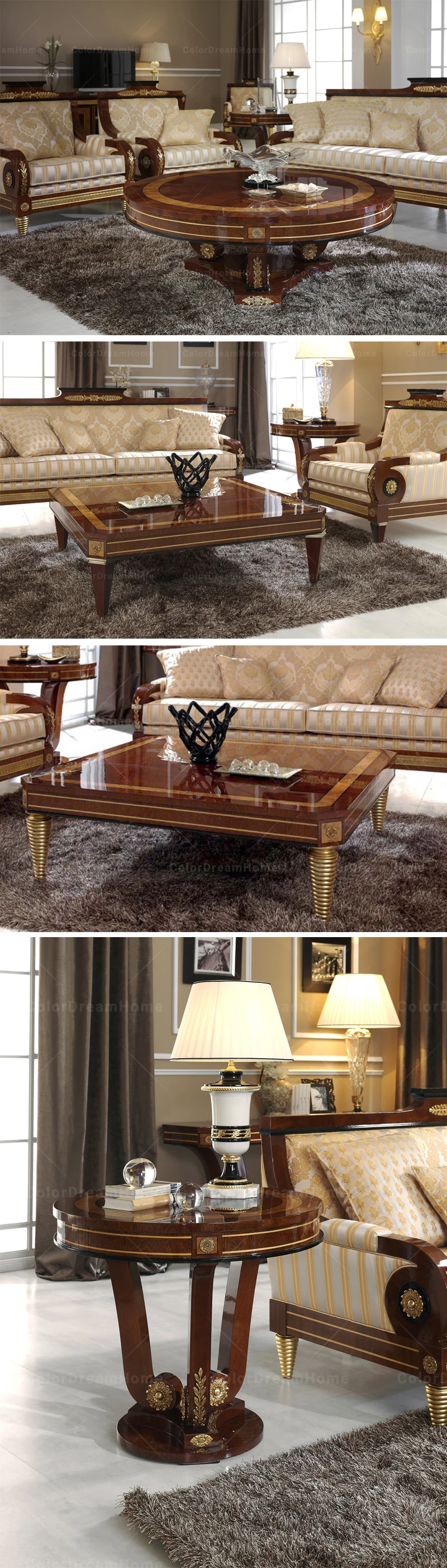 Home Furniture Luxury Wood Coffee Table Set For Living Room - Buy ...