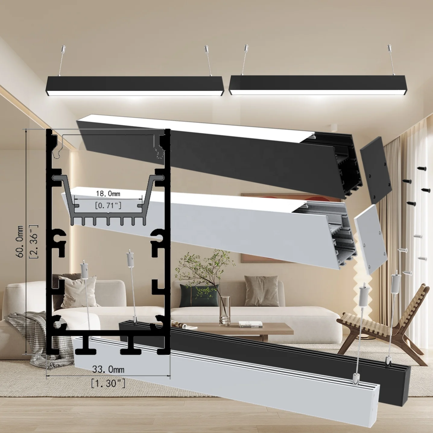 TW3360H long strip light office bar light simple modern super bright ...