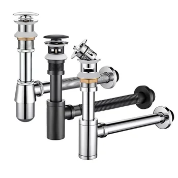 Brass Bottle Drain Trap Wash Basin Siphon Bathroom Vanity Basin Pipe ...