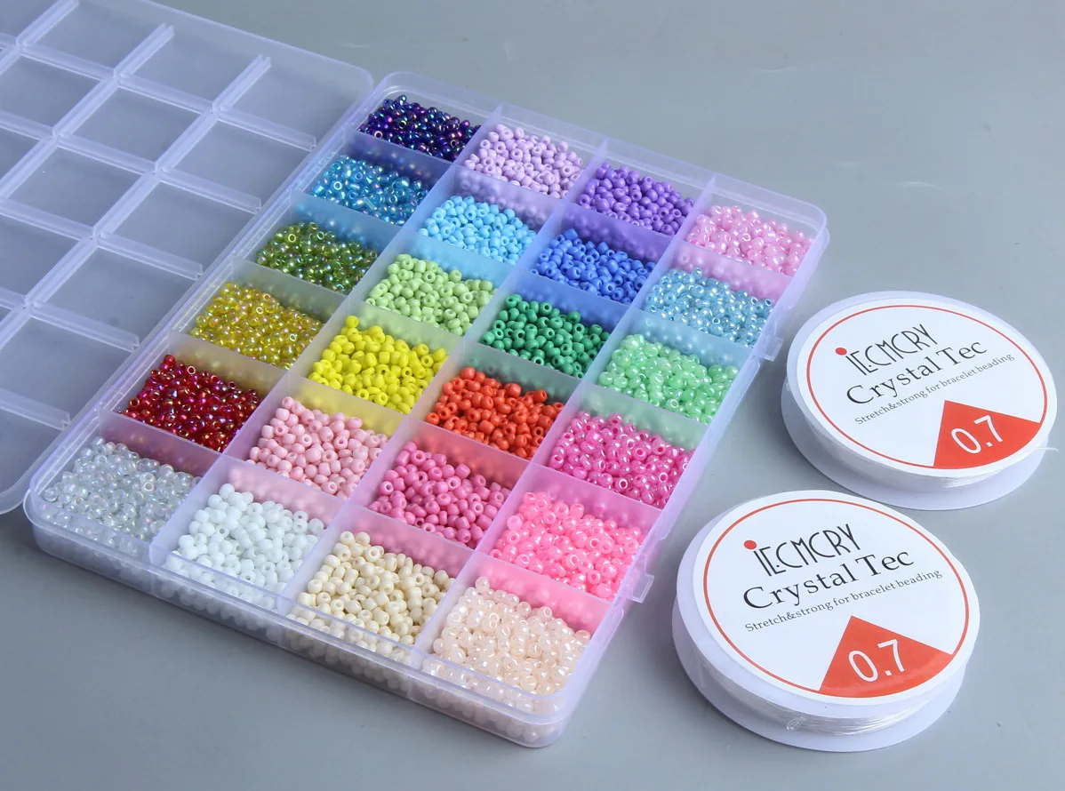 Diy Beads Kits 24 Grids Loose Waist Crystal Glass Seed Beads Kit For ...