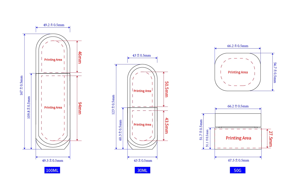 Custom Logo Capsule Shape Serum Packaging - 50g, 30ml, 100ml