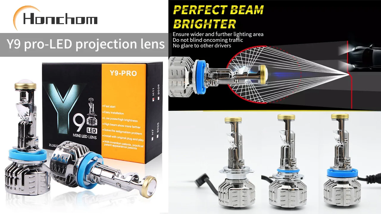 Y9 Pro 20000lm Mini Size Car Led Light Bulb Auto Bi Projector H7 9005 ...