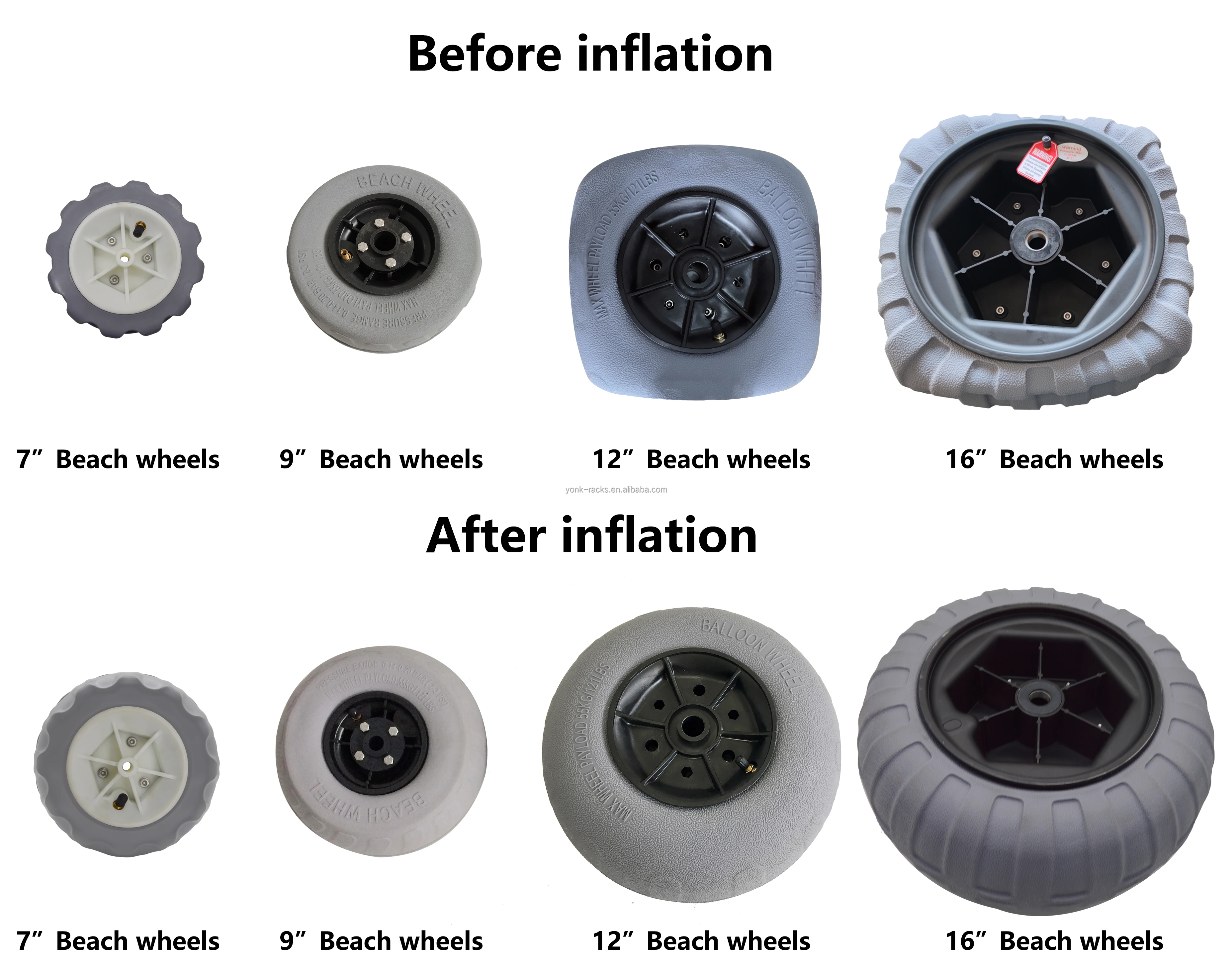 YONK Pneumatic Wheel 16 Inch - Durable Beach Cart Tire