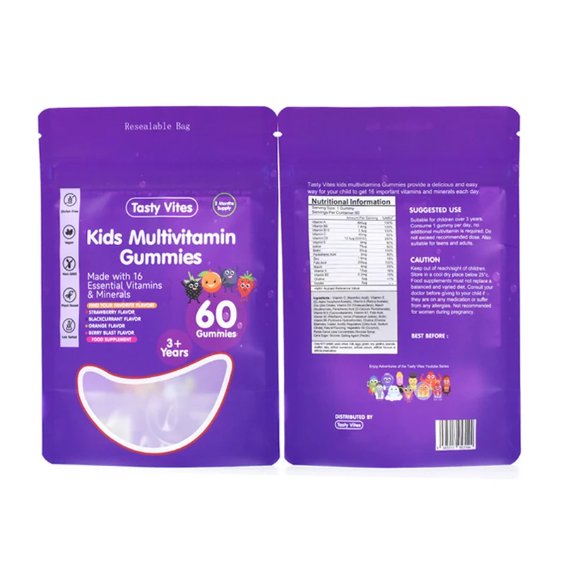Custom Digital Printing Kids Vitamin Gummy Candy Packaging Mylar Bags ...