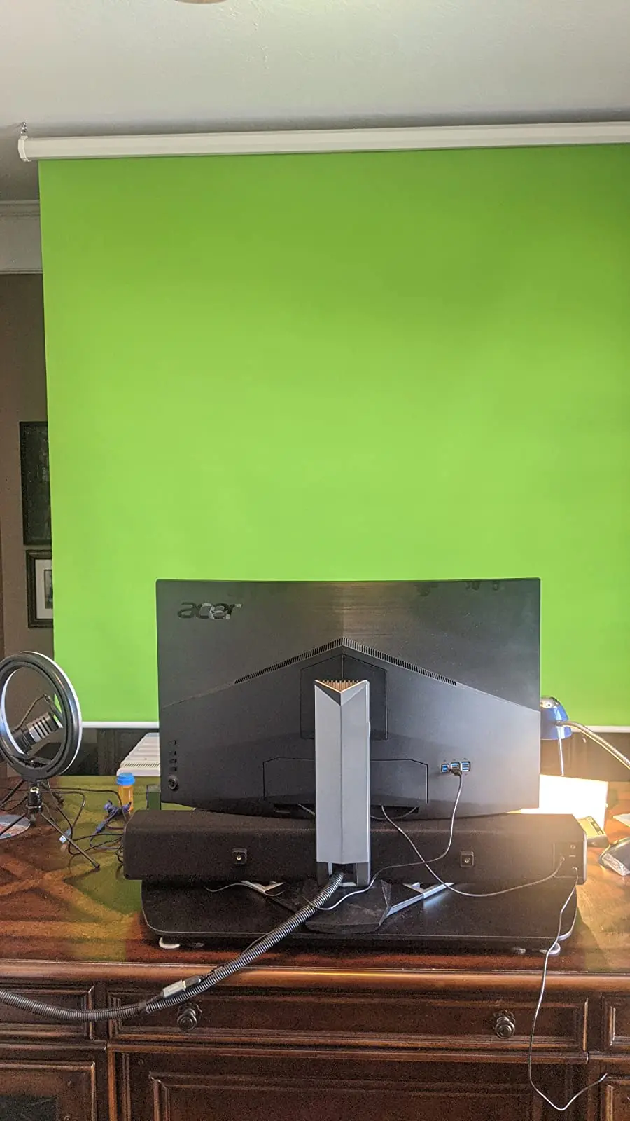 Pull Down Retractable Green Screen Backdrop Auto-locking Chroma Key ...