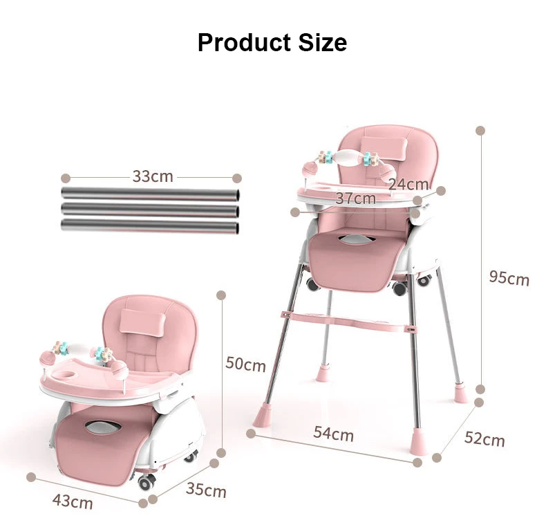 Simple Tall Fold High Chair Convert To Babies Small Chair With 3 ...
