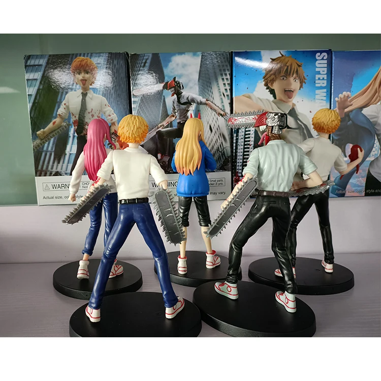 Hot Anime Figure Chainsaw Man Denji Handsome Helmet Saw Fighting Pose ...