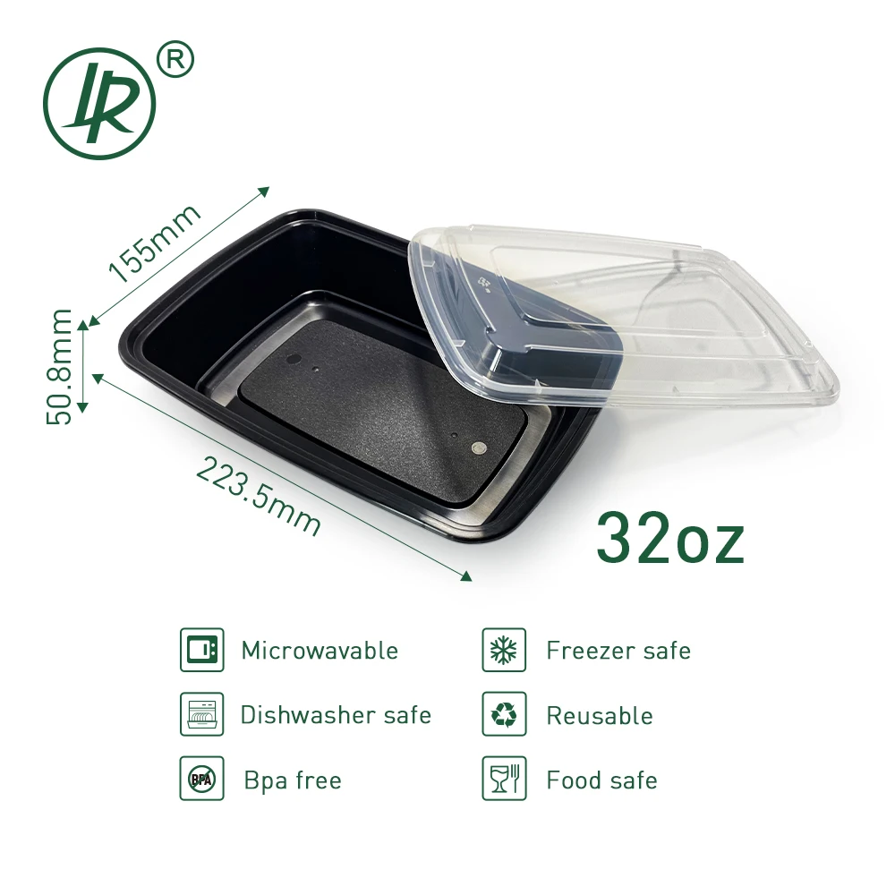 LF Rectangle Black Heavy Duty Injected Food Containers Take Out ...