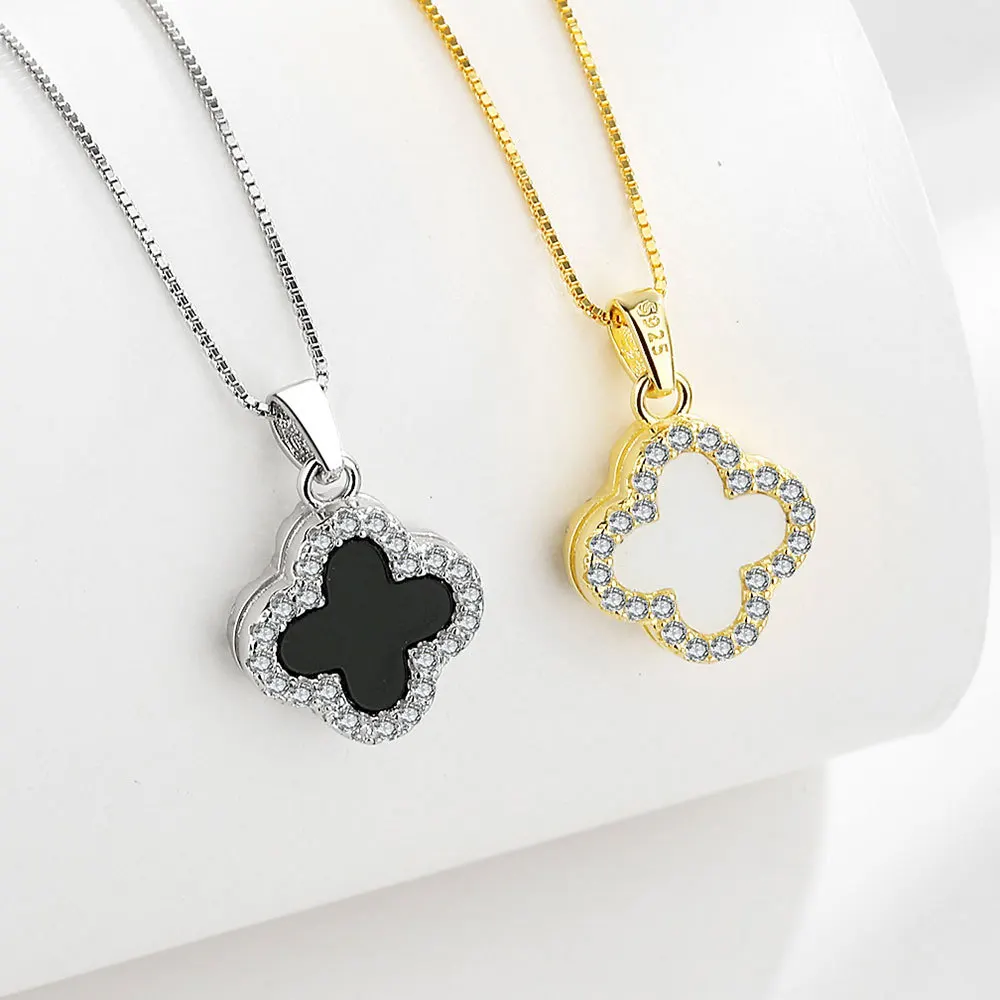 Double sided four leaf clover necklace store