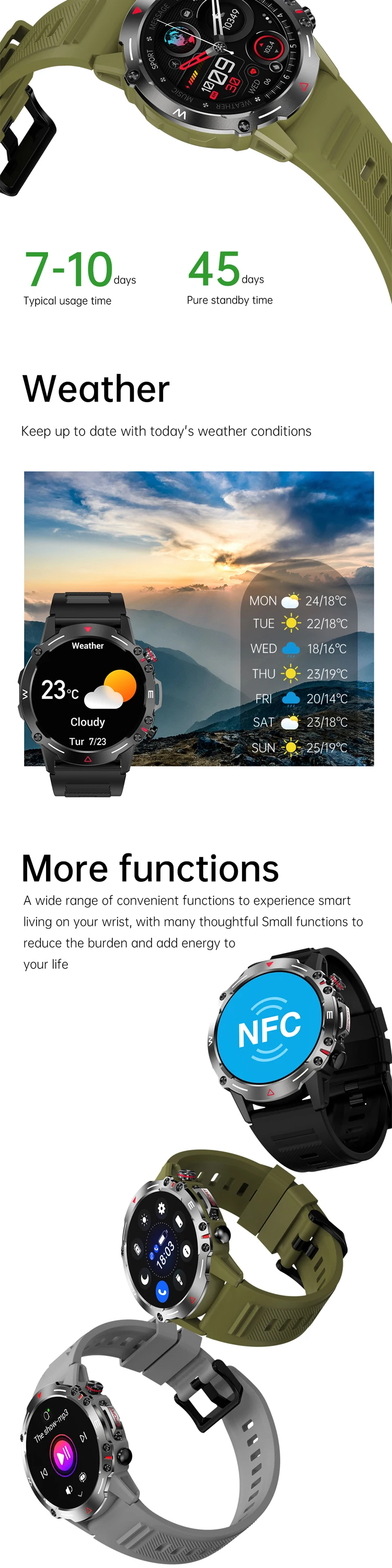 Amoled Smartwatch For Men Sports Watch Bt Calling 1.43 Inch Screen Ip68 ...